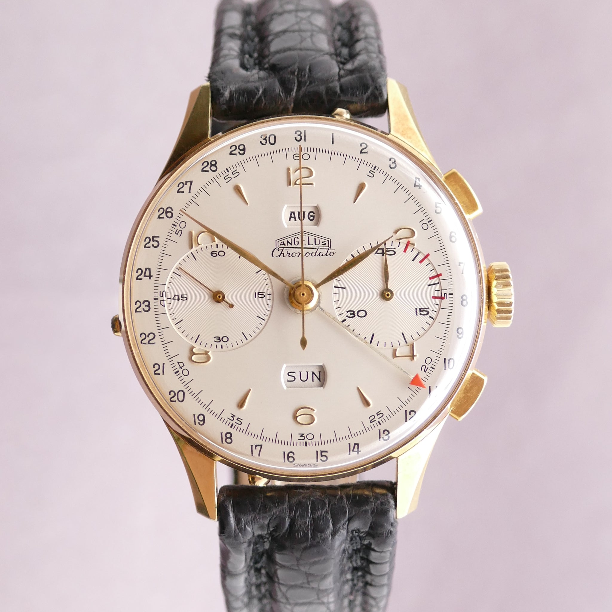 Angelus Chronodato Large 38mm Triple Date Chronograph – Timeplex