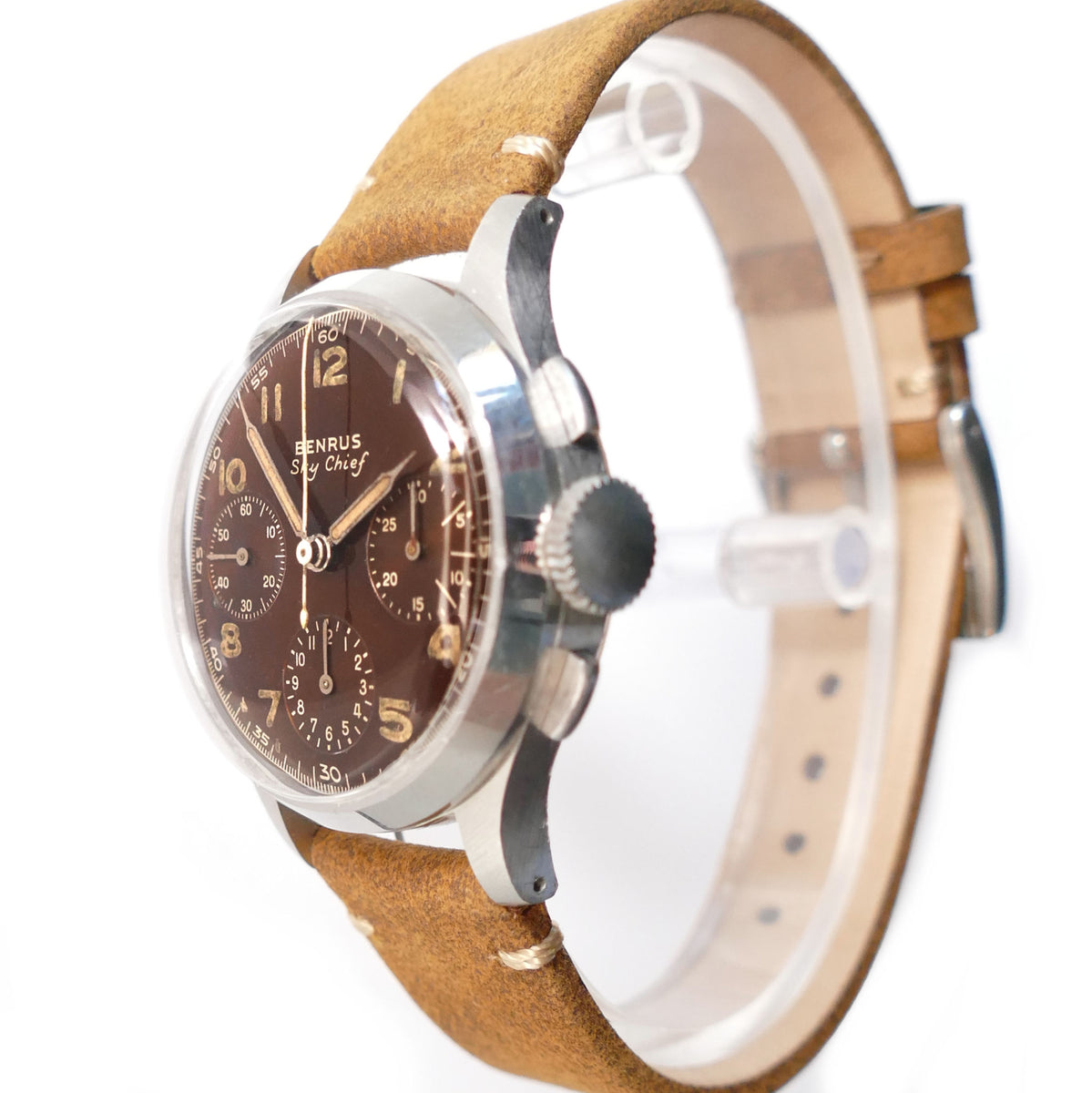 Benrus Sky Chief Brown Dial Stainless Steel Chronograph Watch – Timeplex